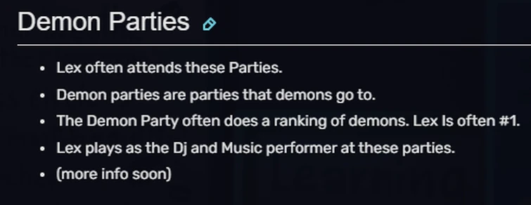 Demon Parties....... | Fandom