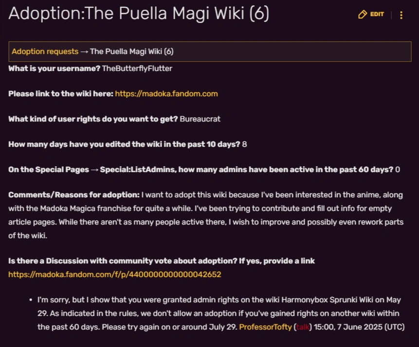 Regarding wiki adoption | Fandom