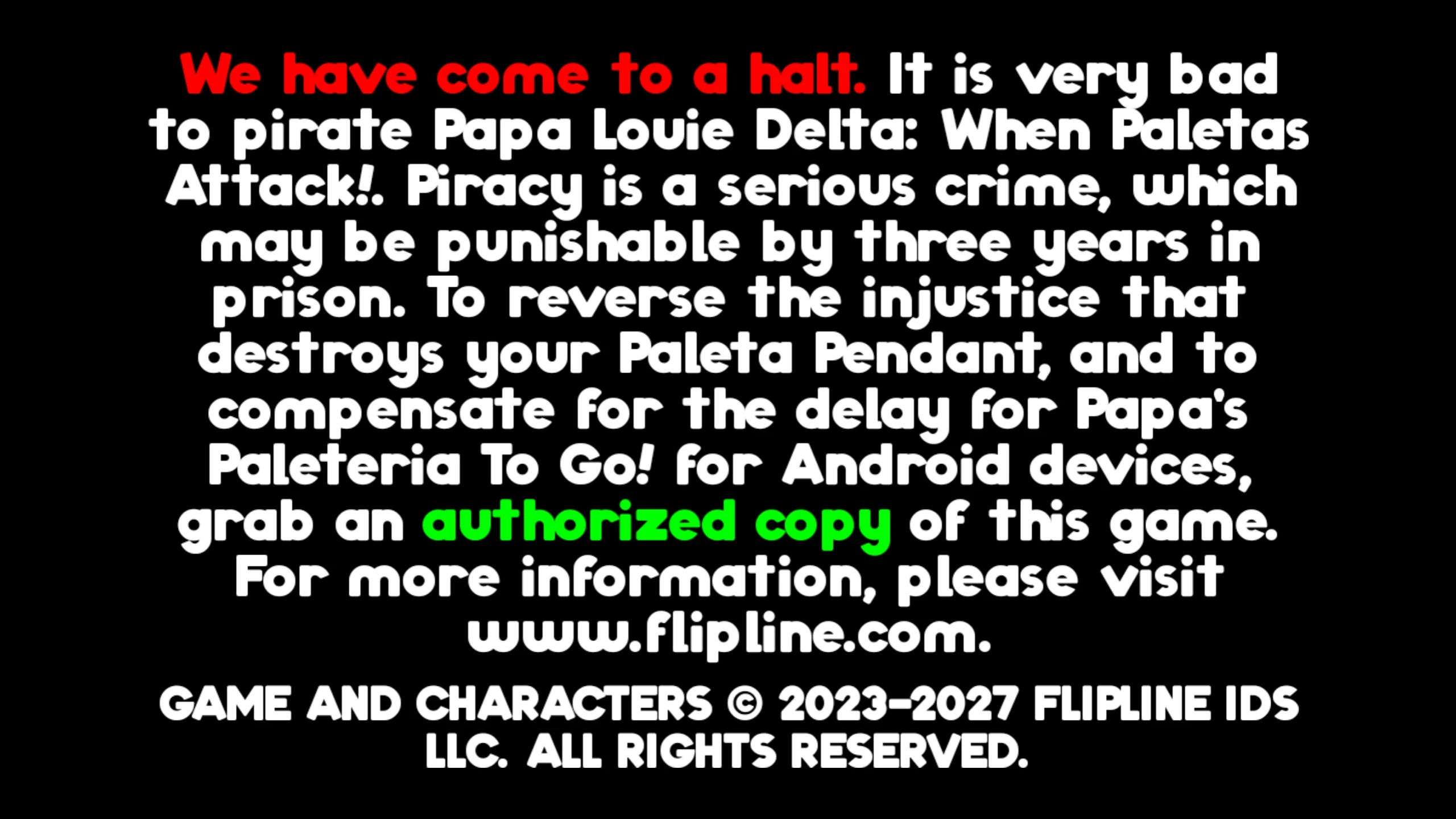 Anti-piracy screens for PLD:WPA and Brutal Menace | Fandom