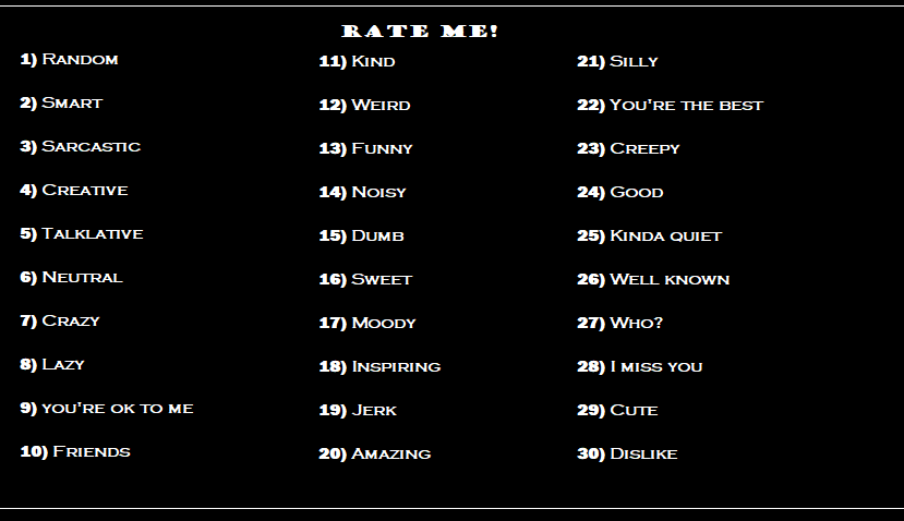 Rate me yall ! | Fandom