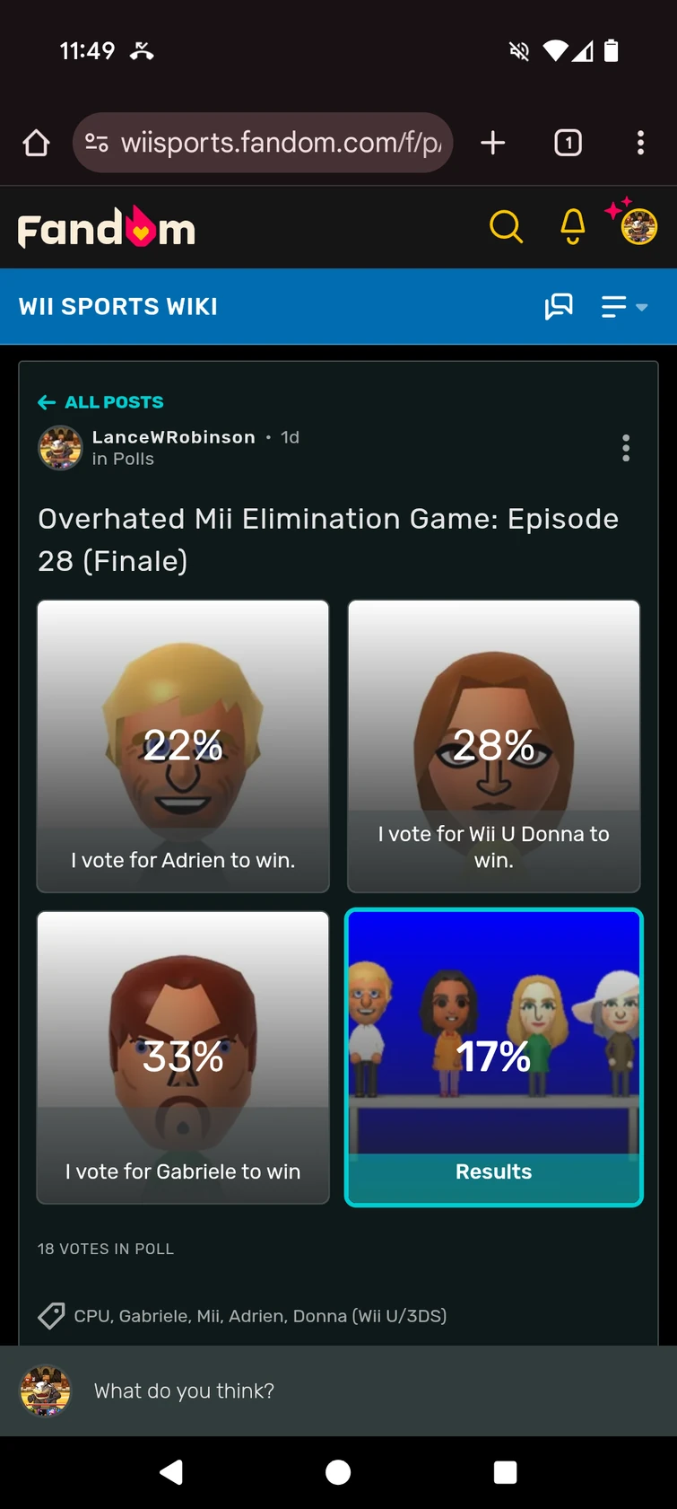 Overhated Mii elimination game: Winner | Fandom