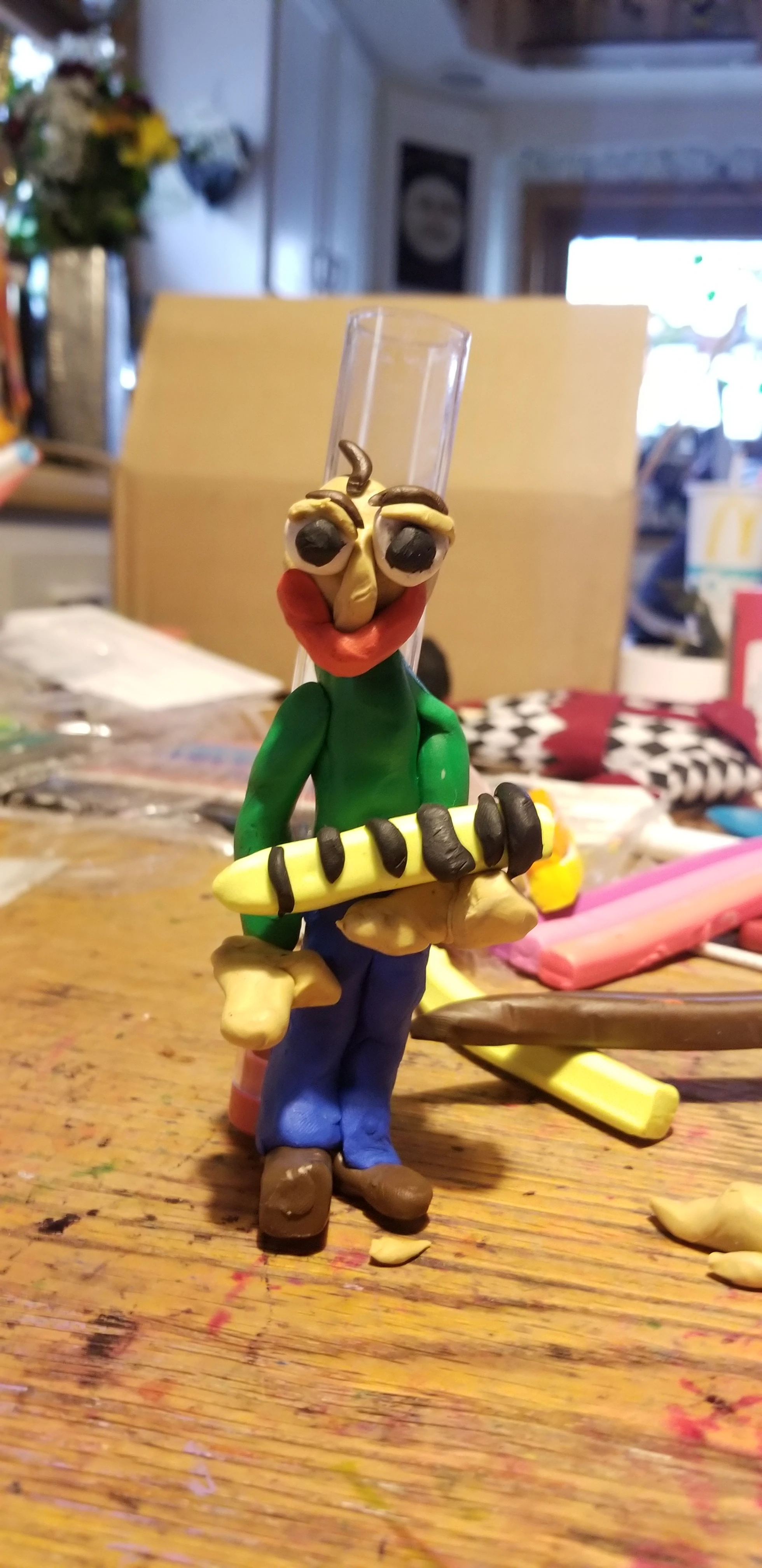 My 6 year old made a Baldi of clay. He loves the game, videos, and ...
