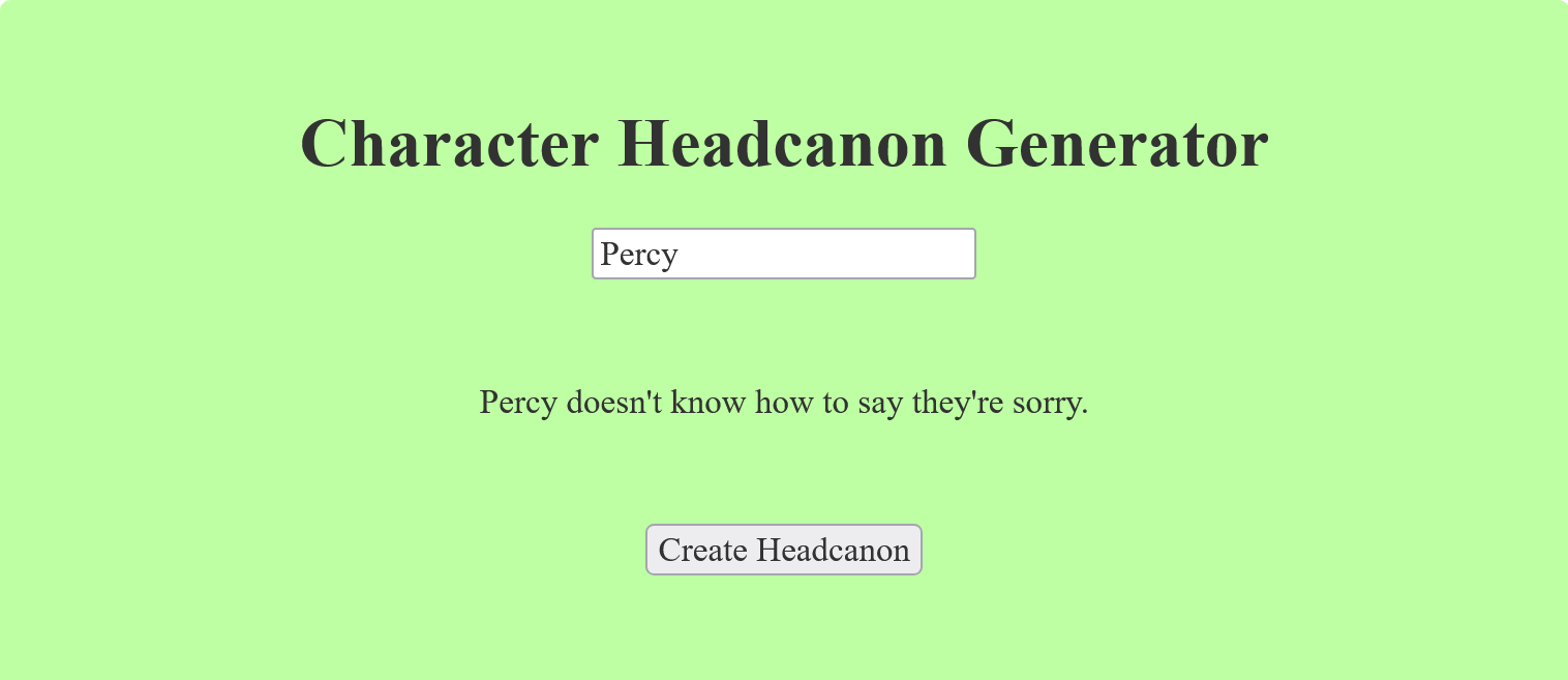 I tried the character headcanon generator, and here's what I got! | Fandom