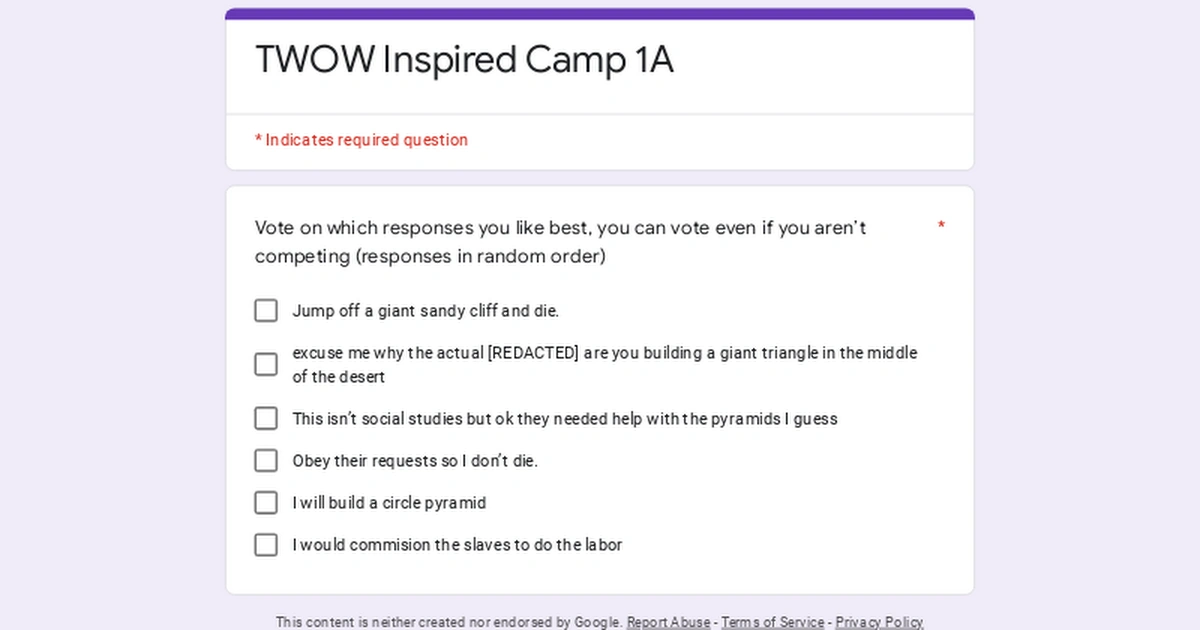 TWOW Inspired Camp 1A | Fandom