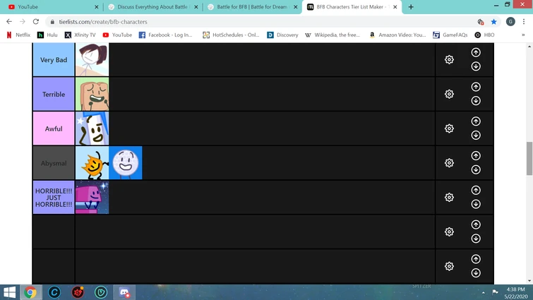 My tier list. (Updated after BFB 19.) | Fandom