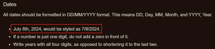 Incorrect date format in wiki style guide | Fandom