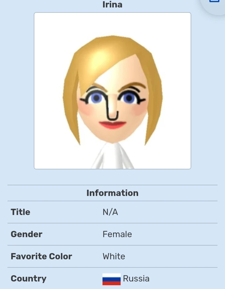 If the Miis were Pokémon Trainers: Irina | Fandom