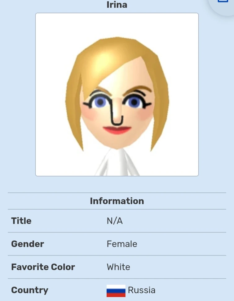 If the Miis were Pokémon Trainers: Irina | Fandom