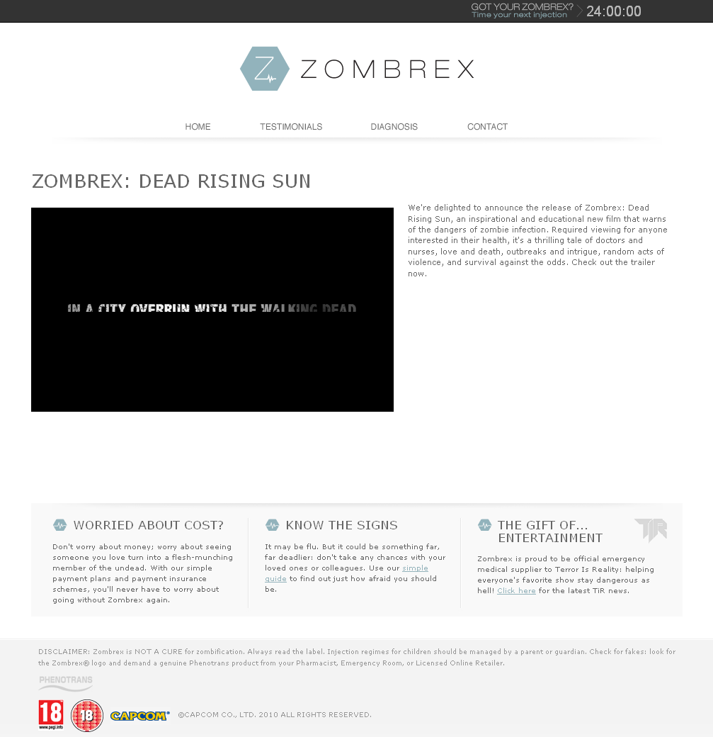 Zombrex.com website/movie | Dead Rising Wiki | Fandom