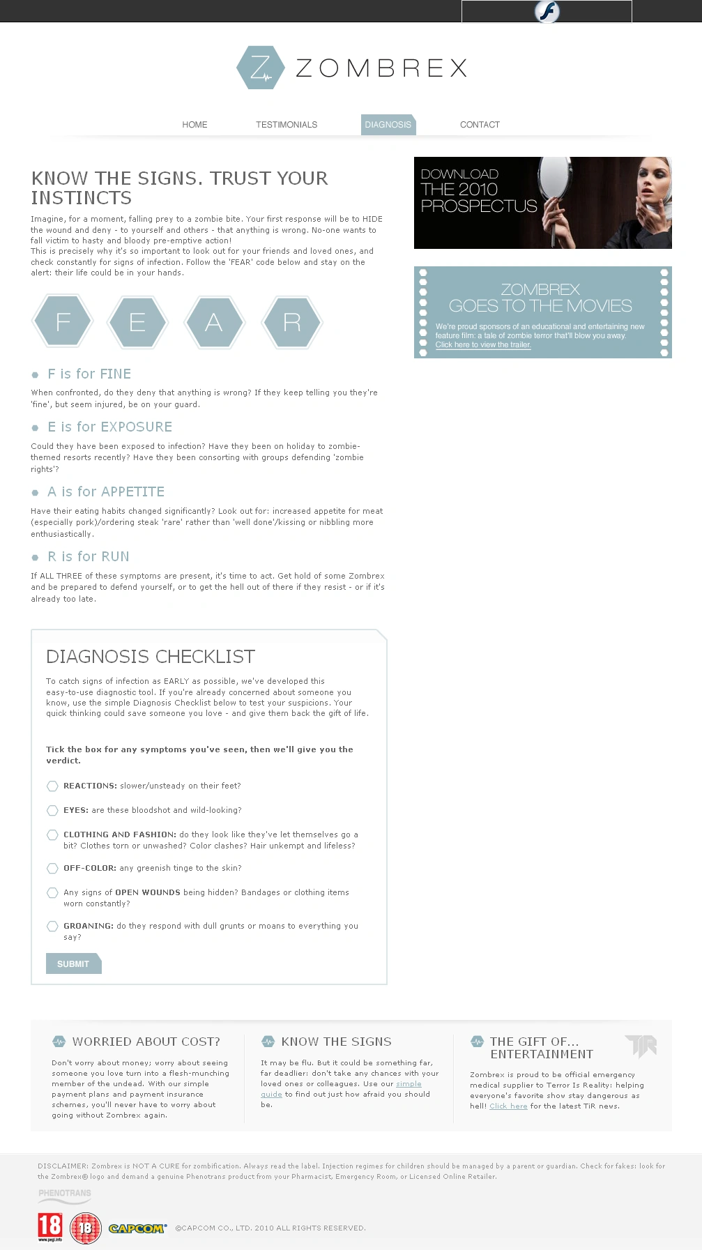 Zombrex.com website/diagnosis | Dead Rising Wiki | Fandom
