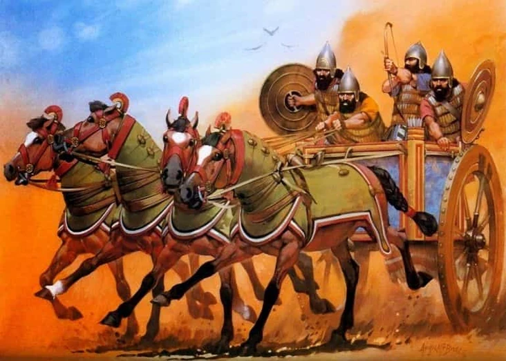 Sumerian Chariot With Flank Wheels