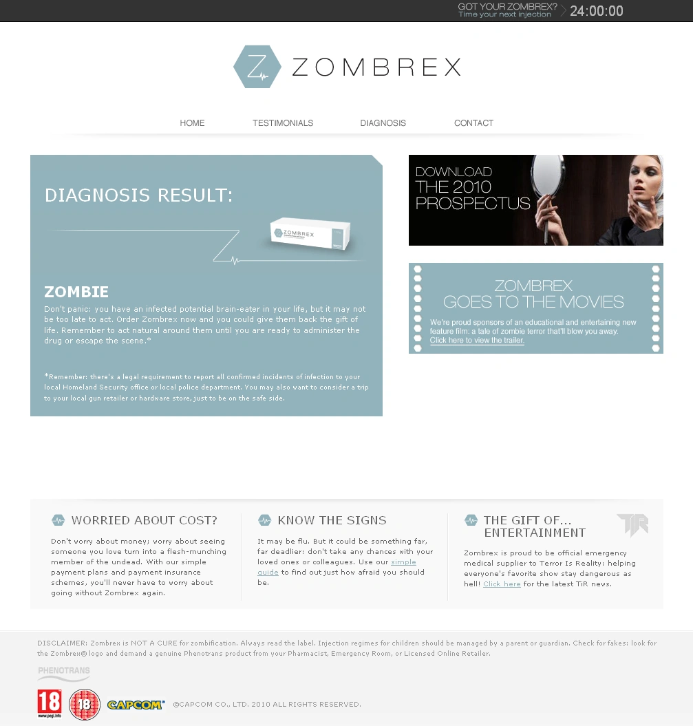 Zombrex.com website/diagnosis result | Dead Rising Wiki | Fandom