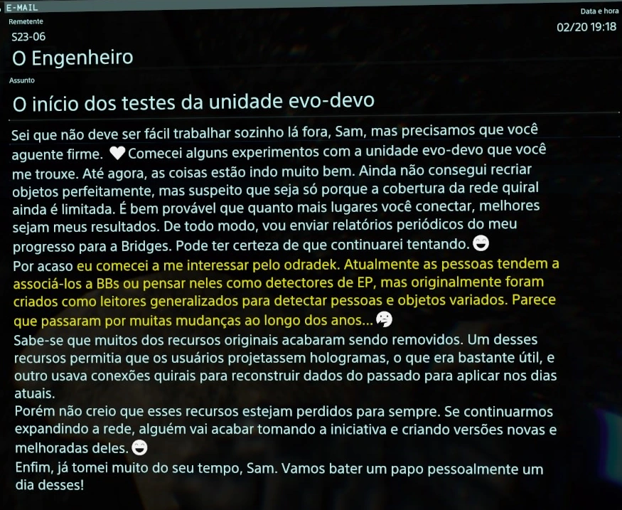 O início dos testes da unidade evo-devo | Death Stranding Brasil Wiki ...