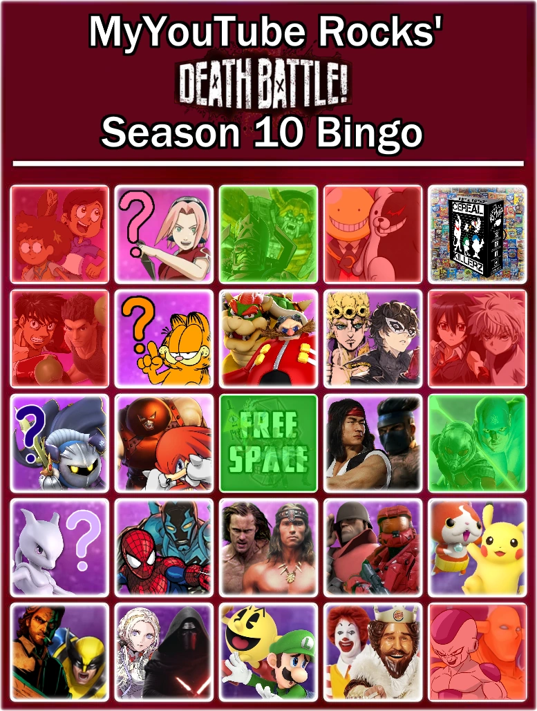 User blog:Pichu's Fundamentals/MYR's DEATH BATTLE! Season 10 Bingo Card ...