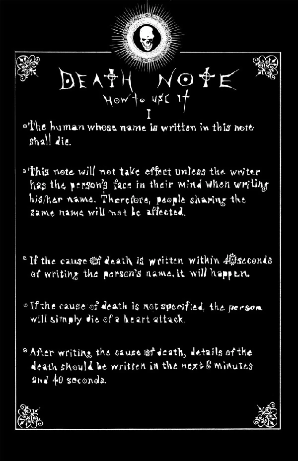 Regeln des Death Note | Death Note | Fandom