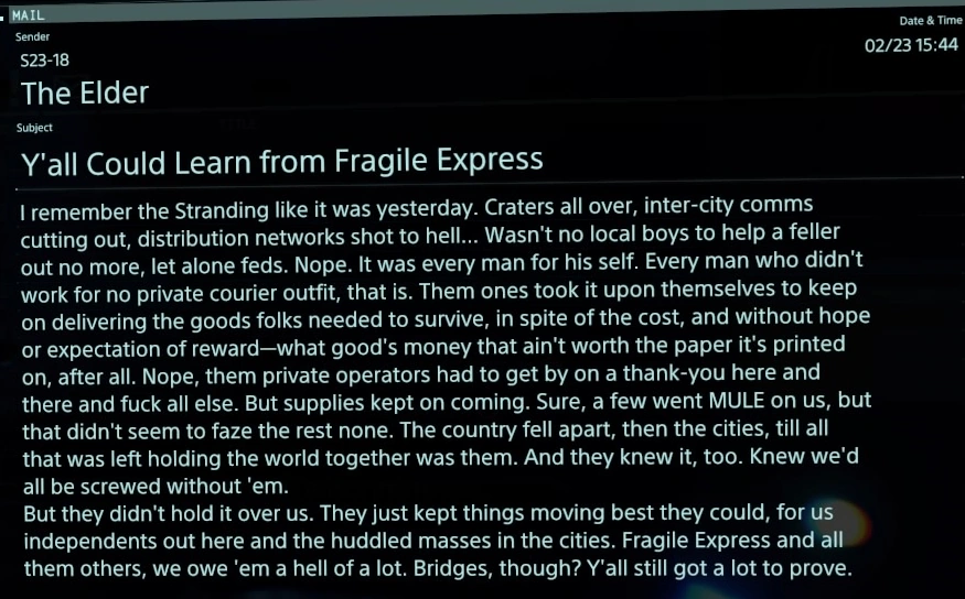 Y'all Could Learn from Fragile Express | Death Stranding Wiki | Fandom