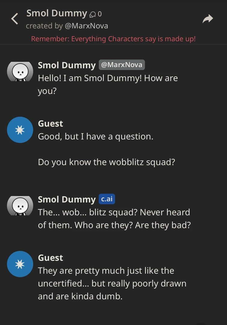 I made smol dummy ai chat | Fandom