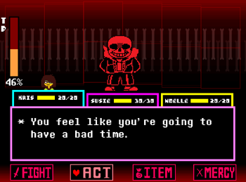 Sans (GG!Underfell)/In Battle. | The Unofficial Deltatraveler Wiki | Fandom