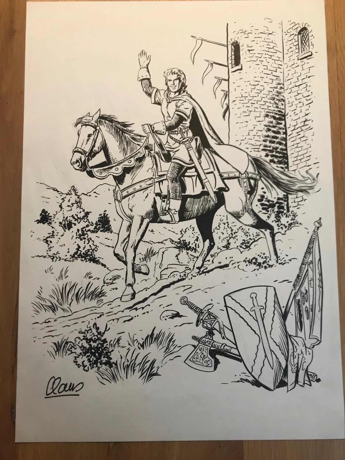 De Rode Ridder op paard voor burcht (tekening) | De Rode Ridder Wiki ...