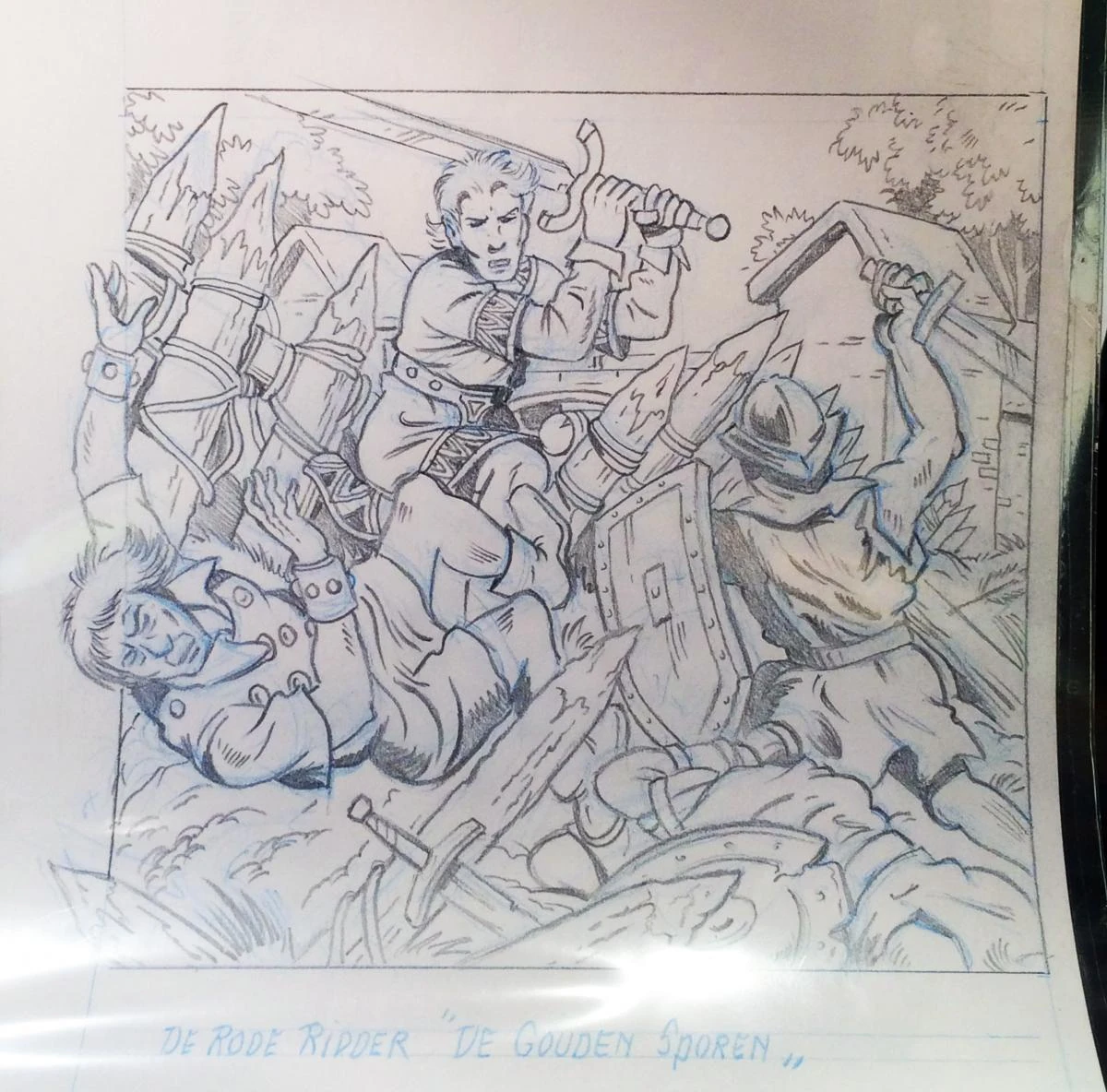 De Gouden Sporen (originele tekening) | De Rode Ridder Wiki | Fandom