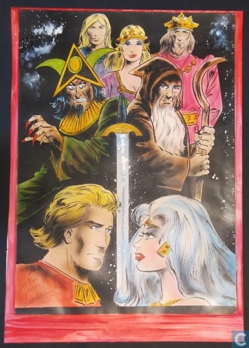 Hoofdpersonages (1) (airbrush tekening) | De Rode Ridder Wiki | Fandom