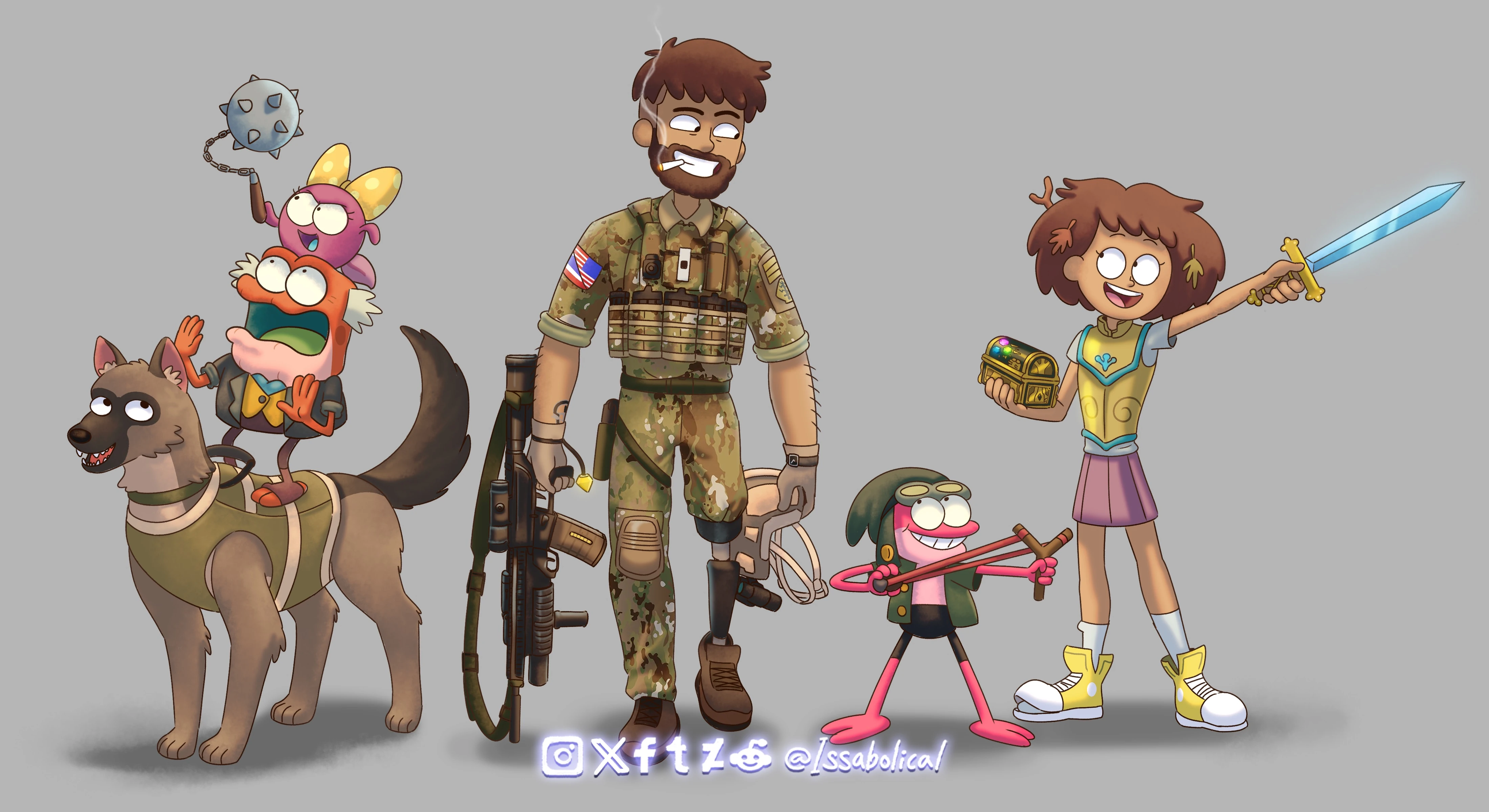 Yesterday 13/9/23 Issabolical drew my AO MIA Amphibia AU commission ...