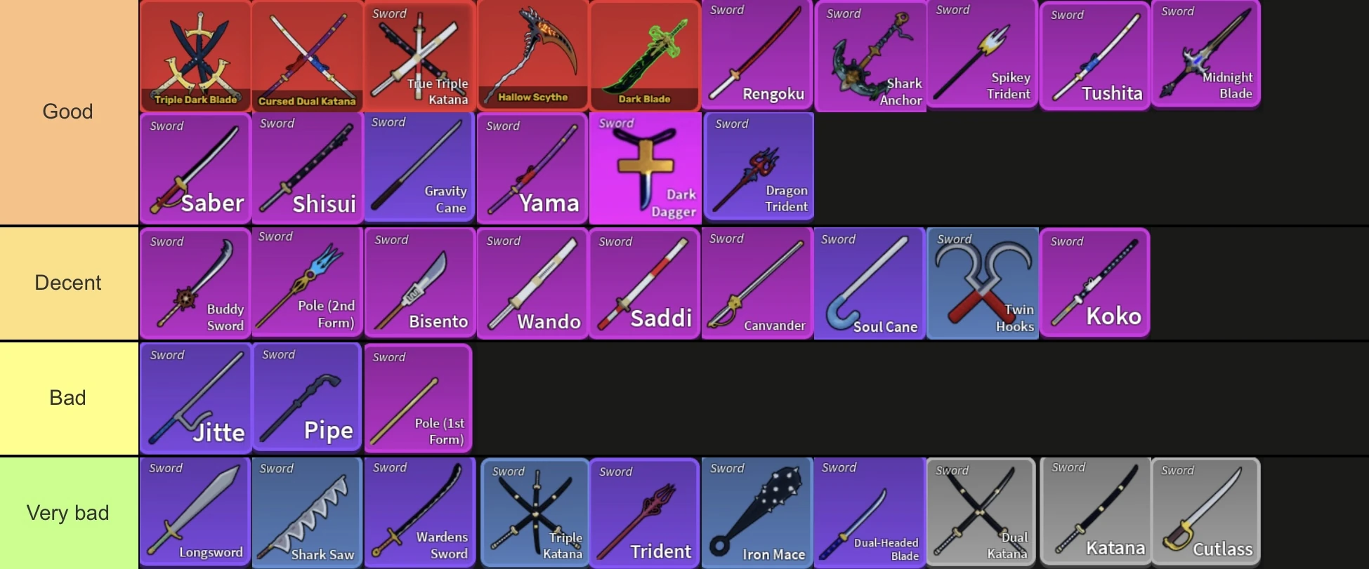 Sword Lier list (every sword in game) | Fandom