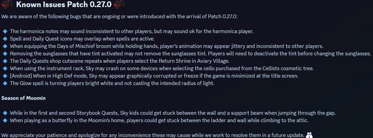 Patch Notes Summary - 0.27.0 update | Fandom