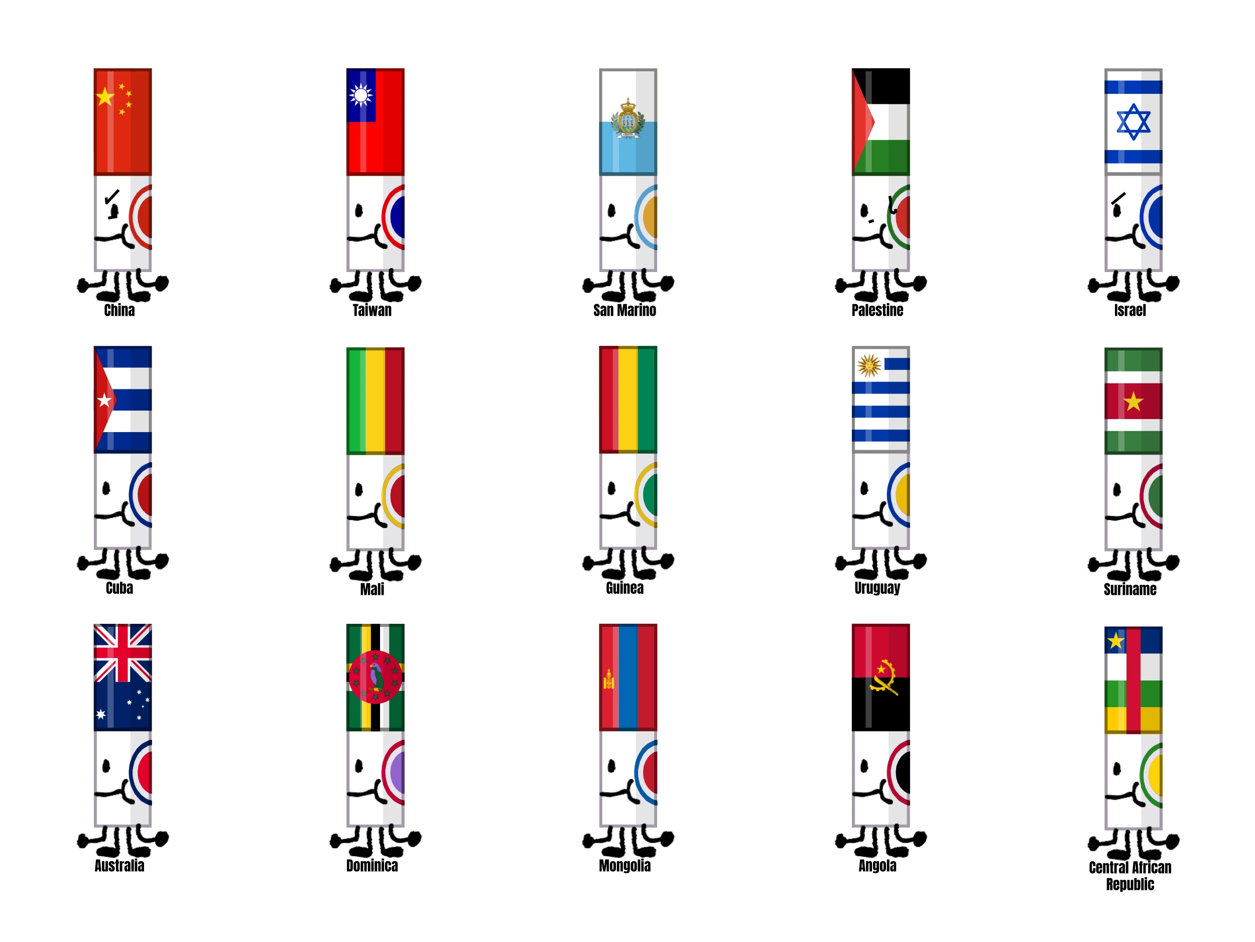 Made fifteen country markers! Based off of the countries' flags. | Fandom