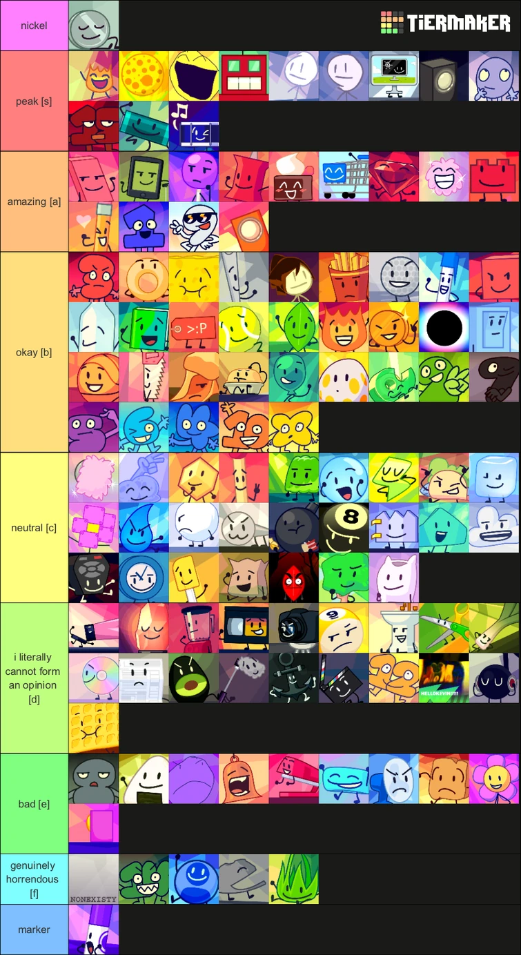 bfdi tier list of DOOM and AGONY | Fandom