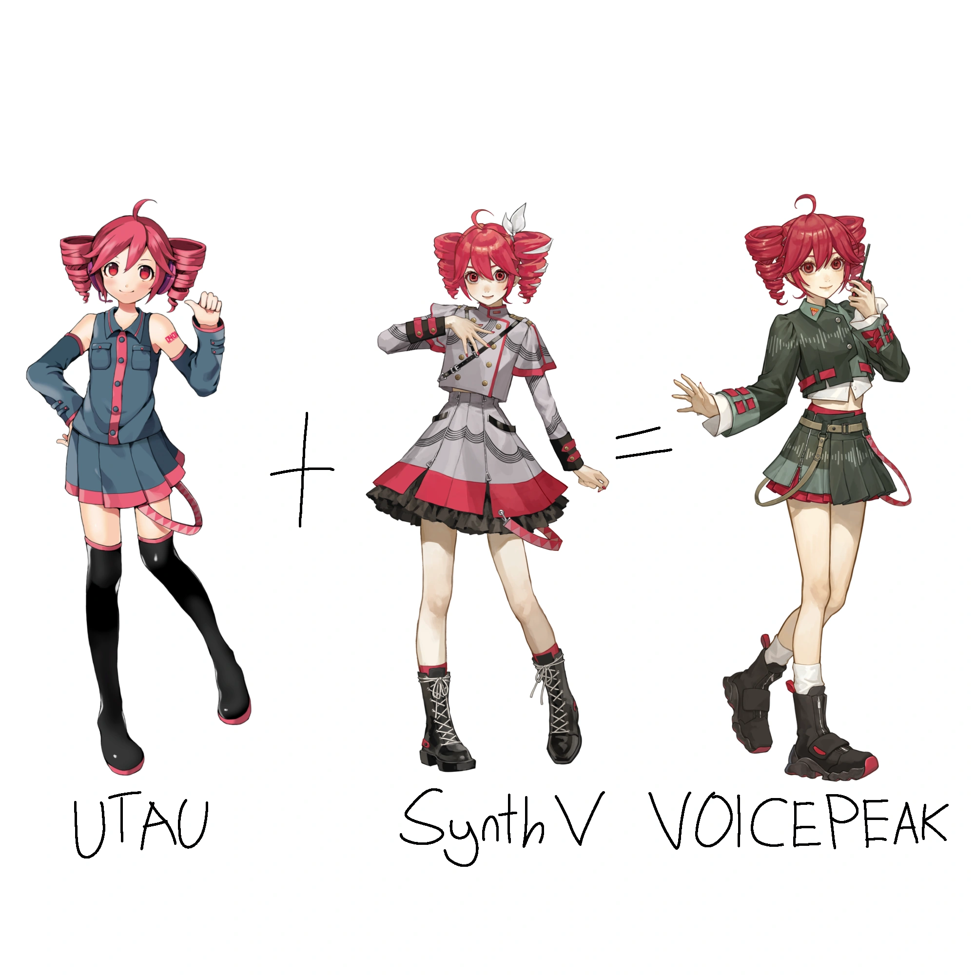 Voicepeak kasane teto outfit is literally mixture of her Utau and SV ...