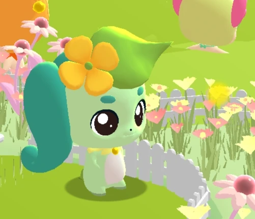 Flora sitting next to his flowers bcuz he's cute