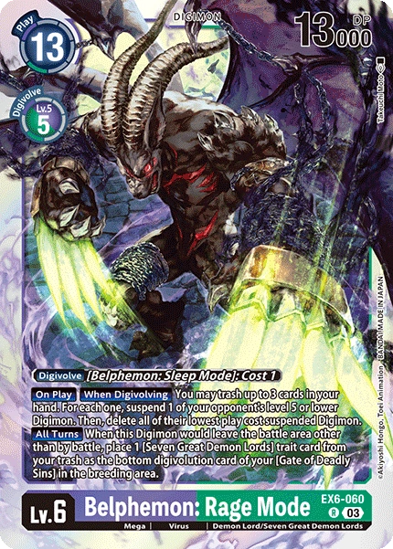 Belphemon: Rage Mode (EX6-060) | DigimonCardGame Wiki | Fandom