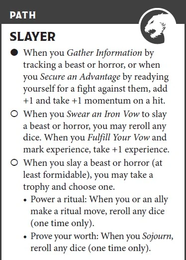 Slayer (path) | Dirty20Gaming plays Ironsworn Wiki | Fandom