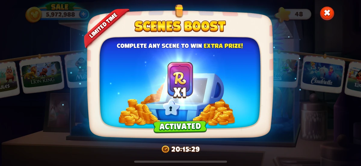 Scenes Boost | Disney Solitaire Wiki | Fandom