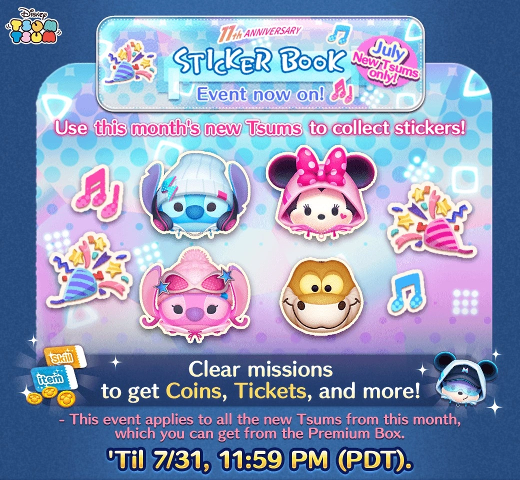 International Events/11th Anniversary Sticker Book | Disney Tsum Tsum ...