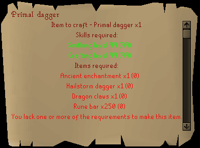 Recipe: Primal Dagger | The Diverity Wiki | Fandom