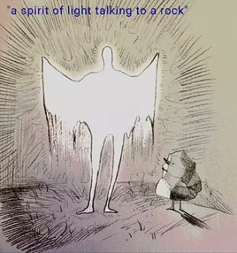 A spirit of light talking to a rock | Doctor Nowhere Creatures Wiki ...
