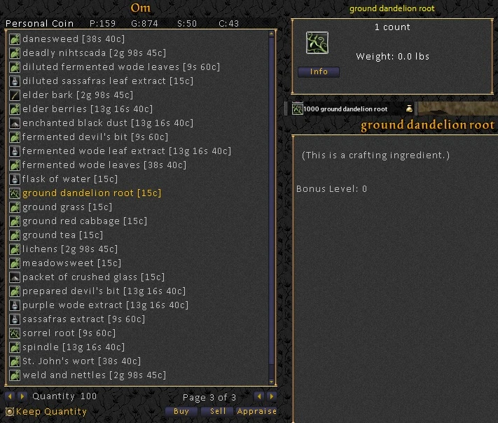 Item:ground dandelion root | Camelot Adventures Wiki | Fandom