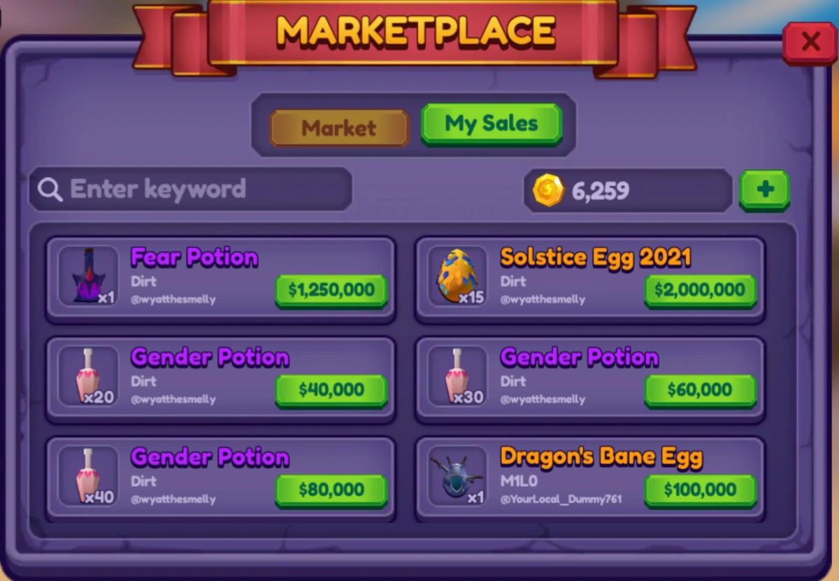 Player Market | Dragon Adventures Wiki | Fandom