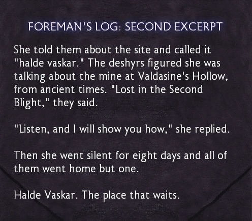Note: Foreman's Log: Second Excerpt | Dragon Age Wiki | Fandom