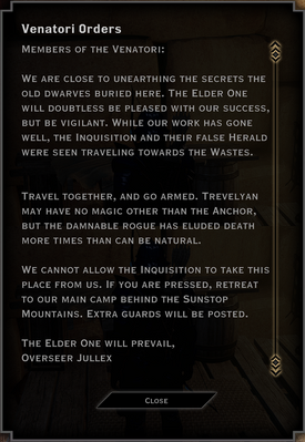 Note: Venatori Orders (to Members of the Venatori) | Dragon Age Wiki ...