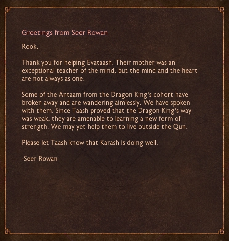 Missive: Greetings from Seer Rowan | Dragon Age Wiki | Fandom