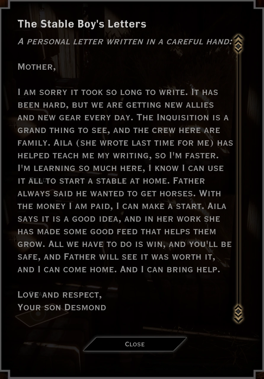 Note: The Stable Boy's Letters (Desmond 2) | Dragon Age Wiki | Fandom