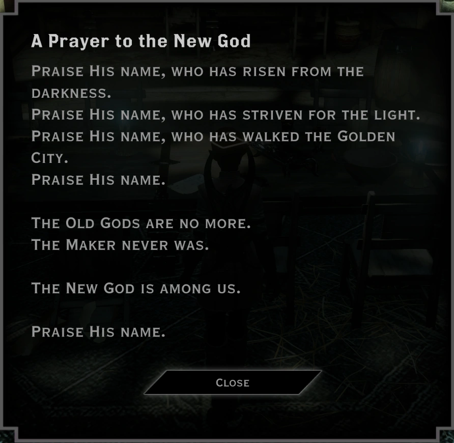 Note: A Prayer to the New God | Dragon Age Wiki | Fandom