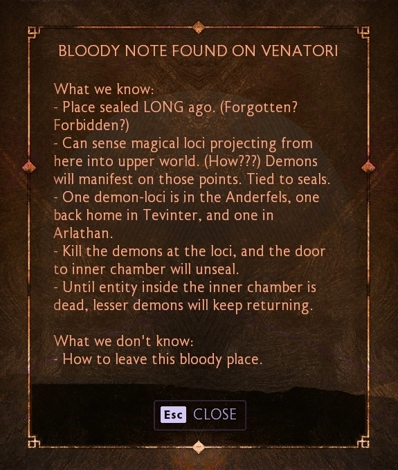 Note: Bloody Note Found on Venatori | Dragon Age Wiki | Fandom