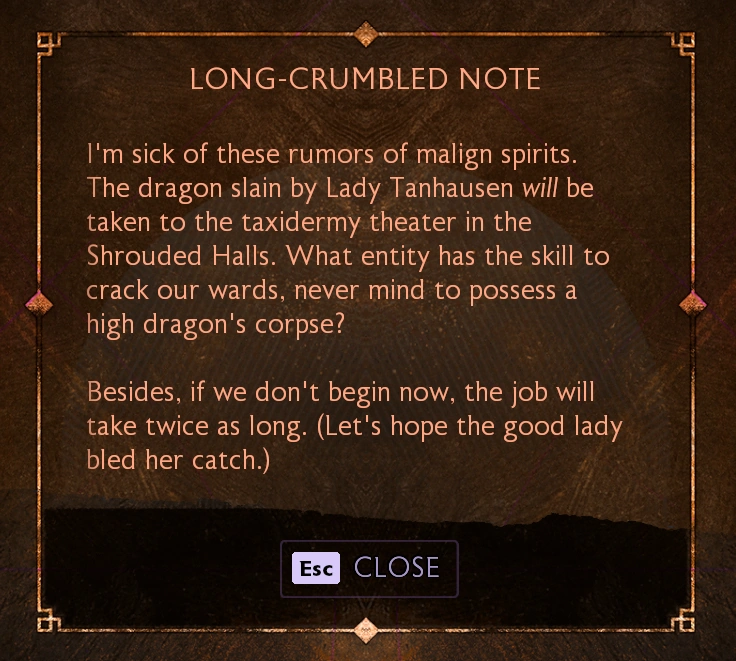 Note: Long-Crumbled Note | Dragon Age Wiki | Fandom