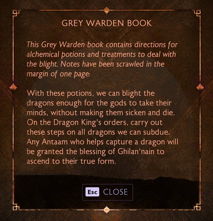 Note: Grey Warden Book | Dragon Age Wiki | Fandom