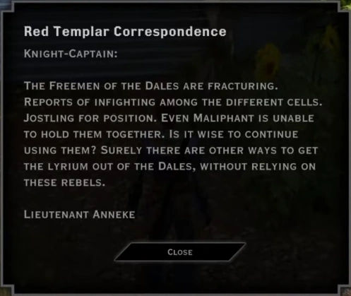 Red Templar Note | Dragon Age Wiki | Fandom