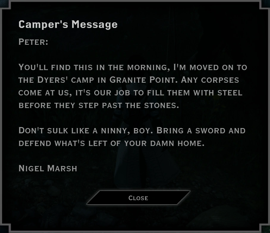 Note: Camper's Message | Dragon Age Wiki | Fandom